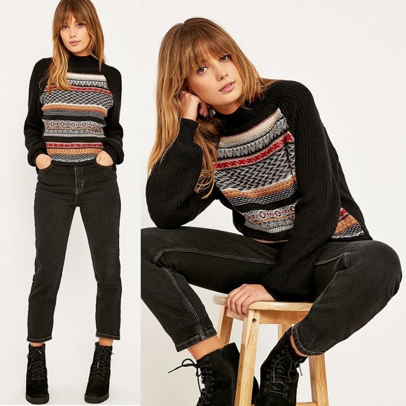 Urban Outfitters | Sweaters | Uo Ecote Movie Night Fair Isle Boho Mock ...